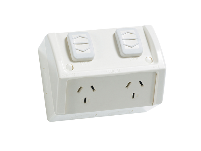 clipsal double weatherproof power point wsc227/2